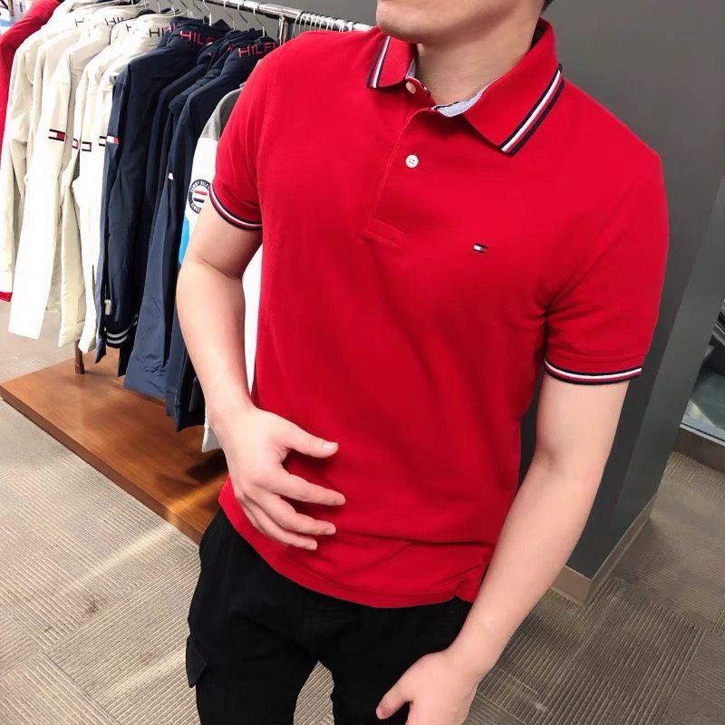 Tommy Hilfiger 100% original casual solid color polo shirt pure cotton ...