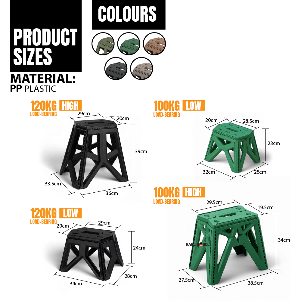 Foldable Military Style Camping Stool Bangku Perkhemahan Gaya Tentera ...