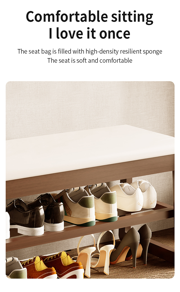 Shoe Bench Stool Wooden Shoe Changing Stool Soft Cushion Shoe Storage ...