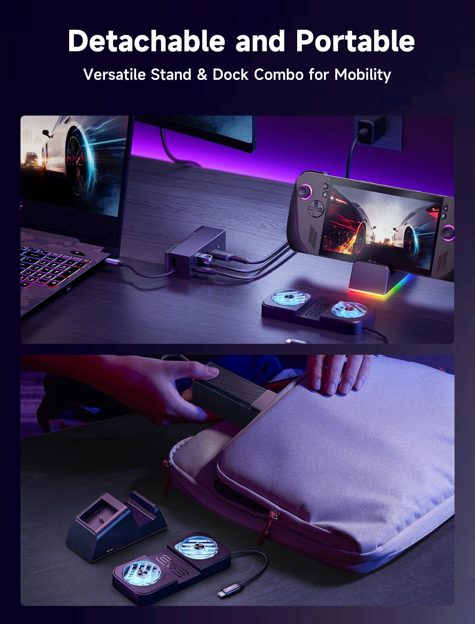 JSAUX 7-in-1 Multifunctional Cooling Docking Station RGB For ROG Ally X ...