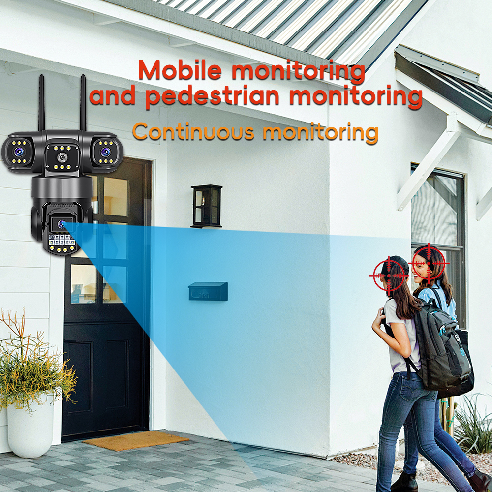 V380 PRO CCTV Outdoor 12MP SC28 Three Lens 360° Monitoring 4G Sim Card ...