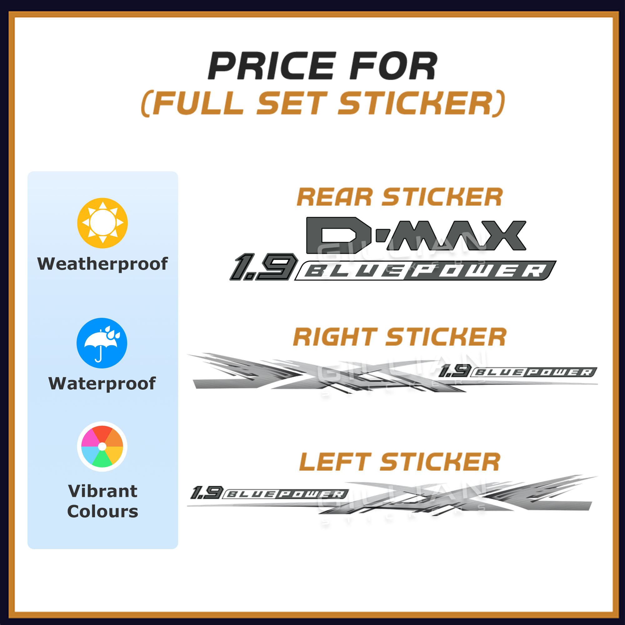 Car Sticker Original ISUZU Dmax Blue Power Body Side Front Rear Decal ...