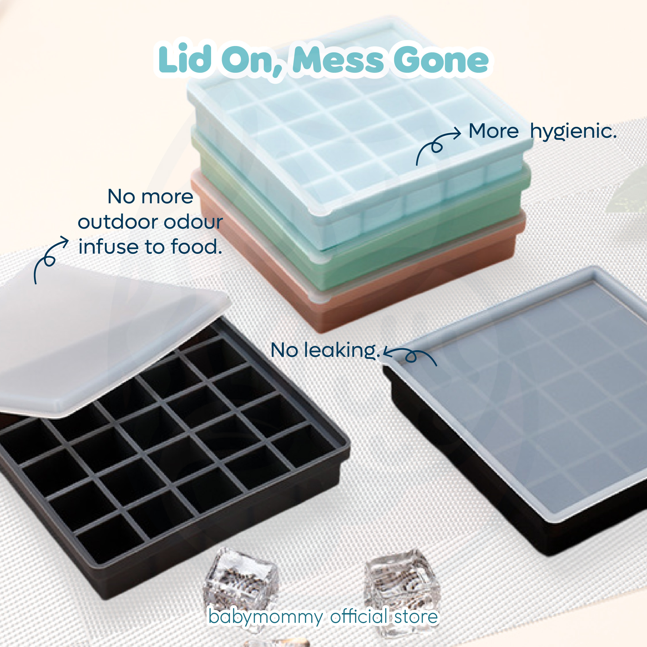 Babymommy👶Ice Cube Tray Ice Maker Big Ice Mold Silicone Baby Food ...