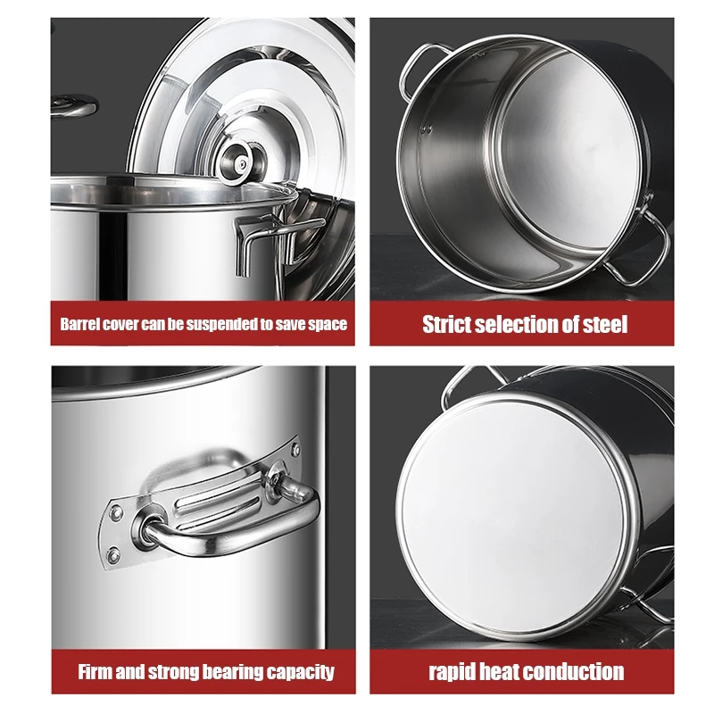 304 Stainless Steel Pot multipurpose Bucket with Lid Soup Pot Extra ...