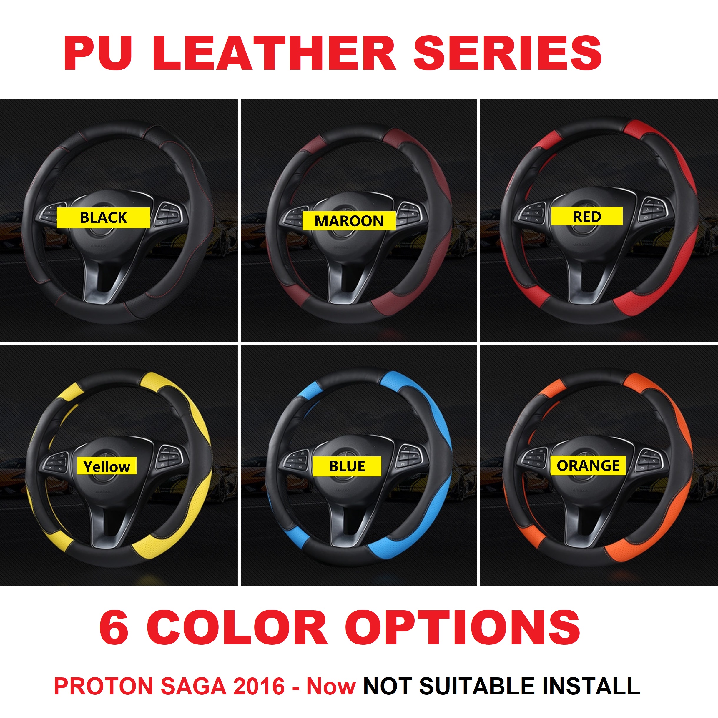 Penutup Stereng Carbon Leather Steering Wheel Cover PERODUA PROTON ...