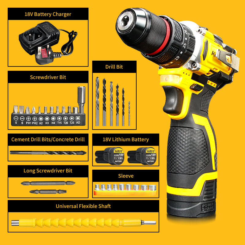 KEELAT KCD013 Cordless Drill Set Brushless Drill Impact Drill Bigger ...