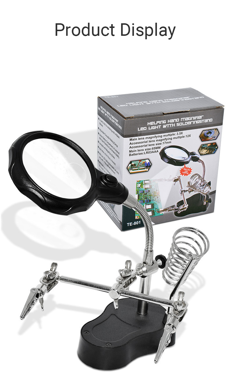 DIY MAX LED Soldering Iron Gun Holder Stand Welding Magnifier Glass ...