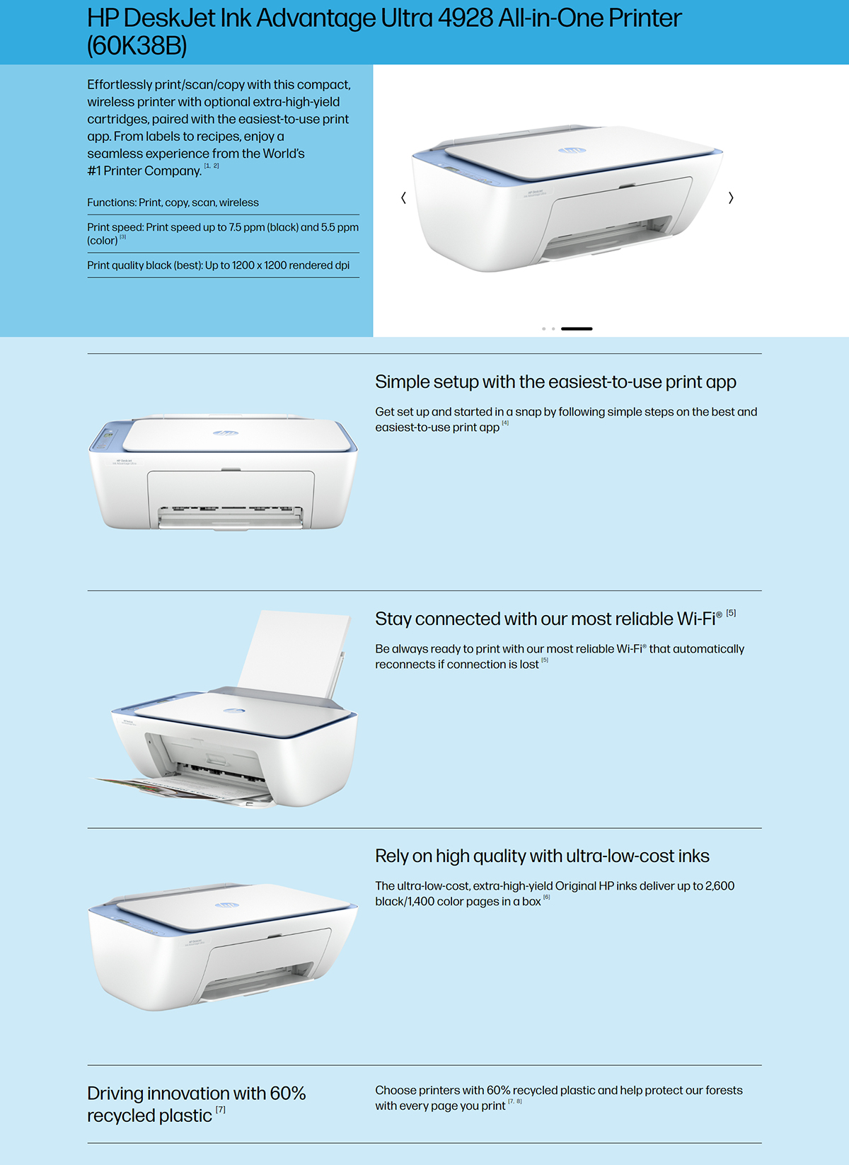 HP 4928 DeskJet Ink Advantage Ultra All-in-One Wireless Printer ( Print ...