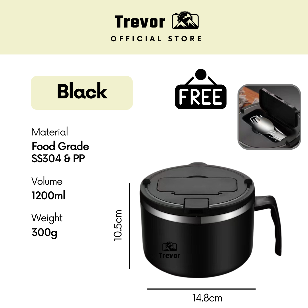 TREVOR Portable Bowl Set [Free Cutlery] - Instant Noodle Maggie Cup ...