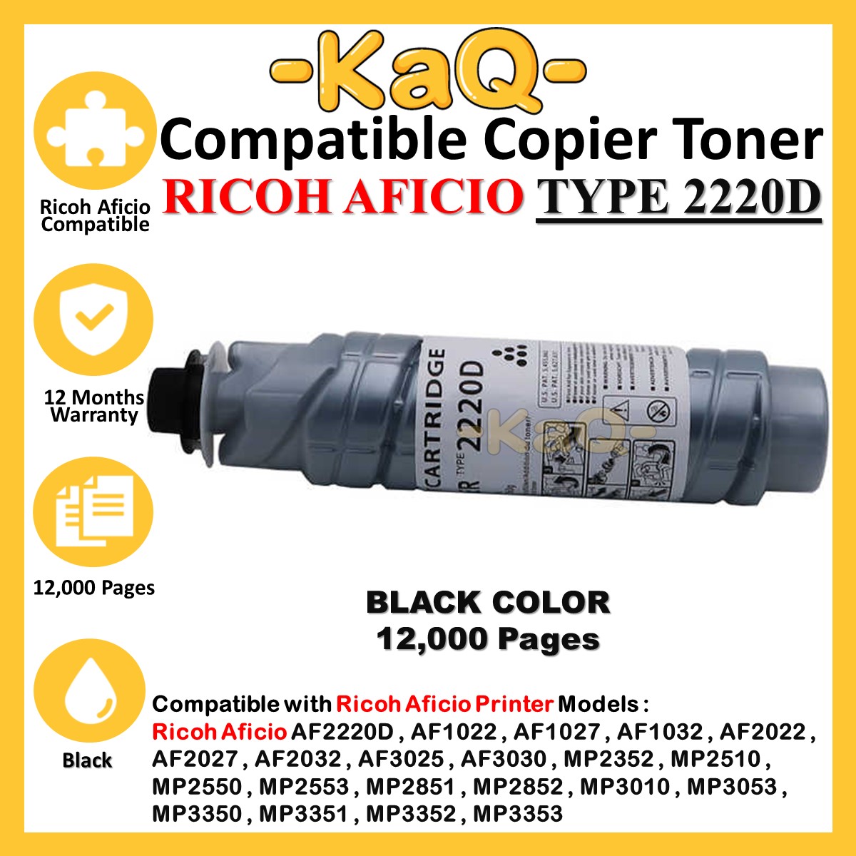 Ricoh Aficio 2220D Type 2220D 2220 Copier Toner Compatible for AF2220D ...