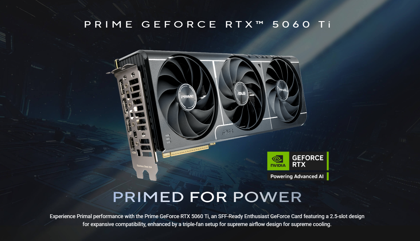 ASUS PRIME GeForce RTX 5060 Ti 16GB GDDR7 Graphics Card | PRIME-RTX5060TI-O16G | Shopee Malaysia