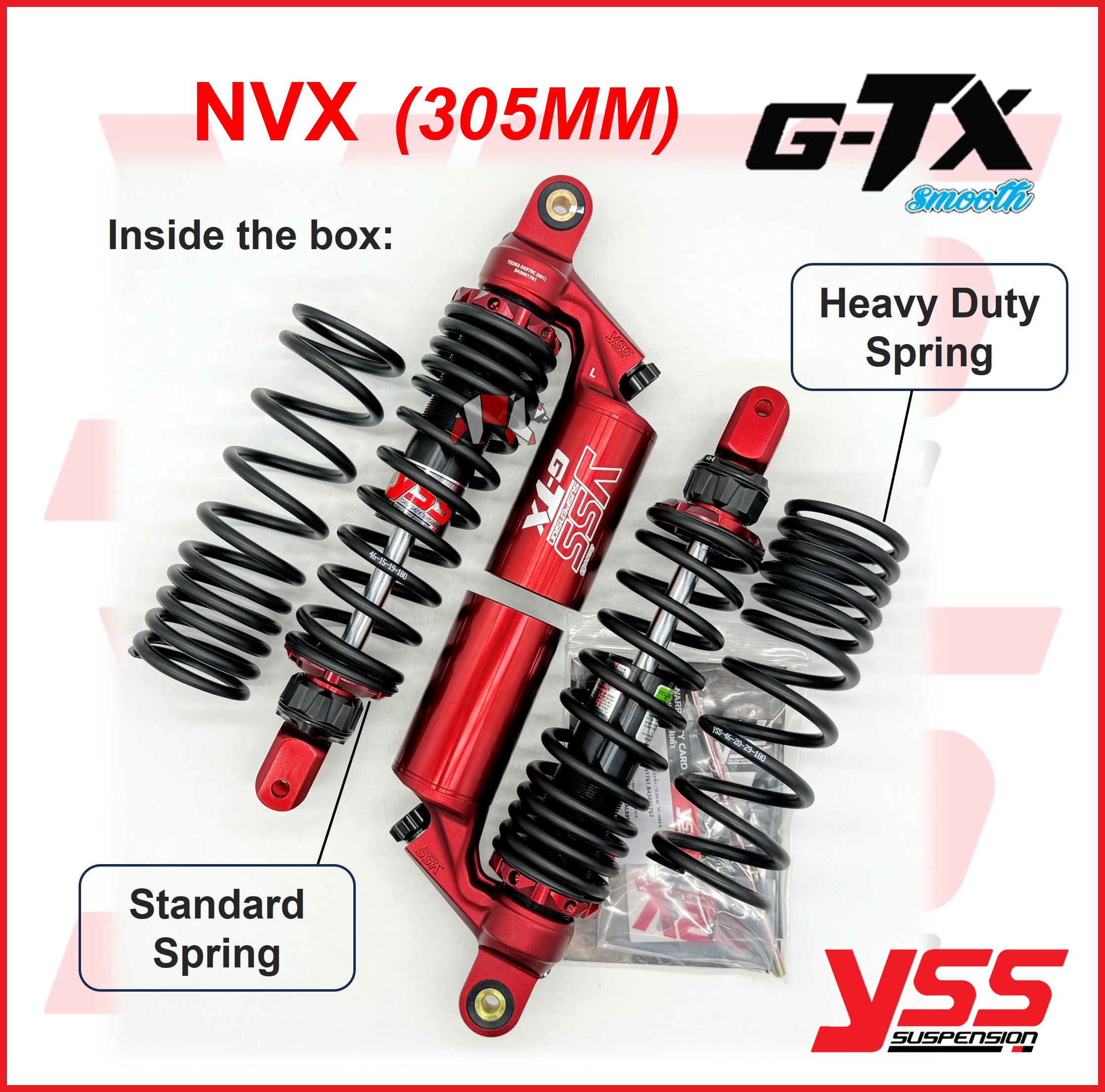 YSS NVX (305MM) GTX [Free Heavy Duty Spring]. Adjustable absorber ...