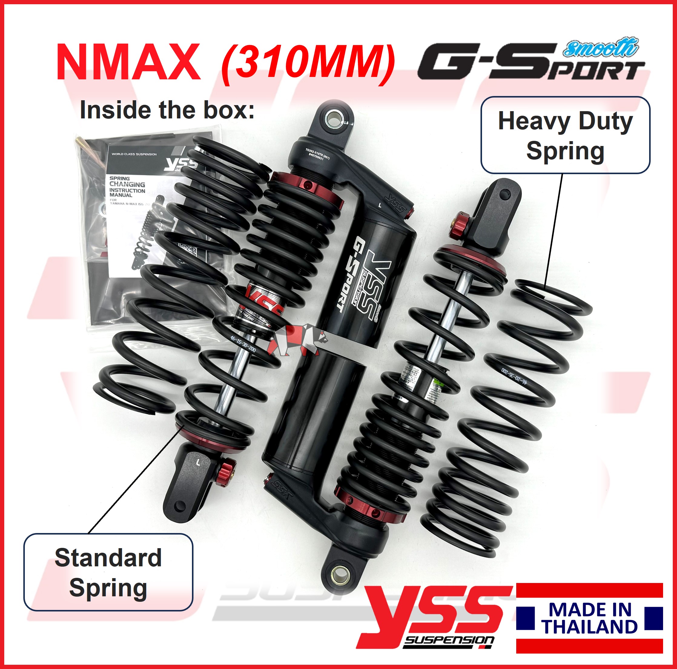 YSS NMAX V2 (310MM) PNP [Free Heavy Duty Spring] G-Sport. Adjustable ...
