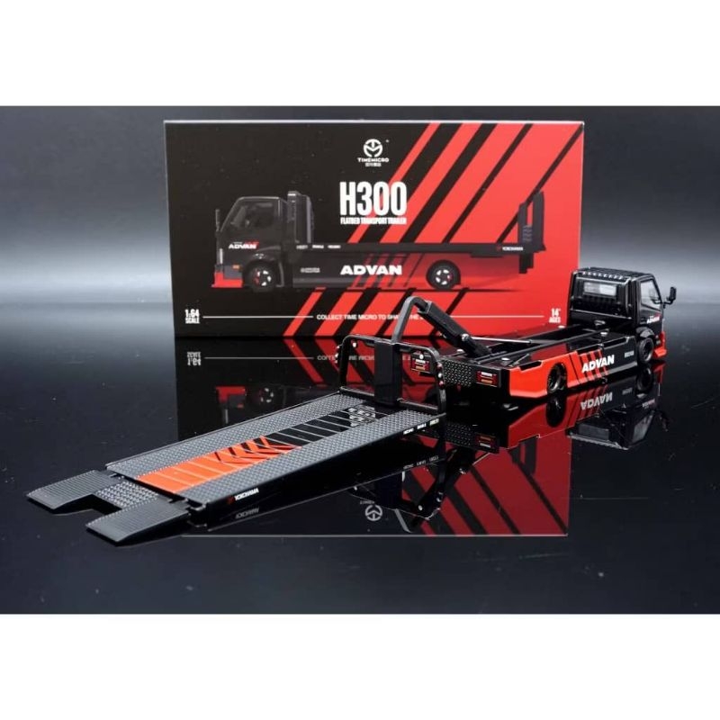 Time Micro 1:64 H300 Flatbed Transport Trailer Truck Advan Livery (New ...