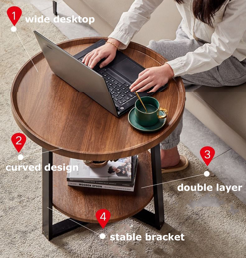 🔥Ready Stock🔥Coffee Table Double-layer Side Table Round Sofa Light ...