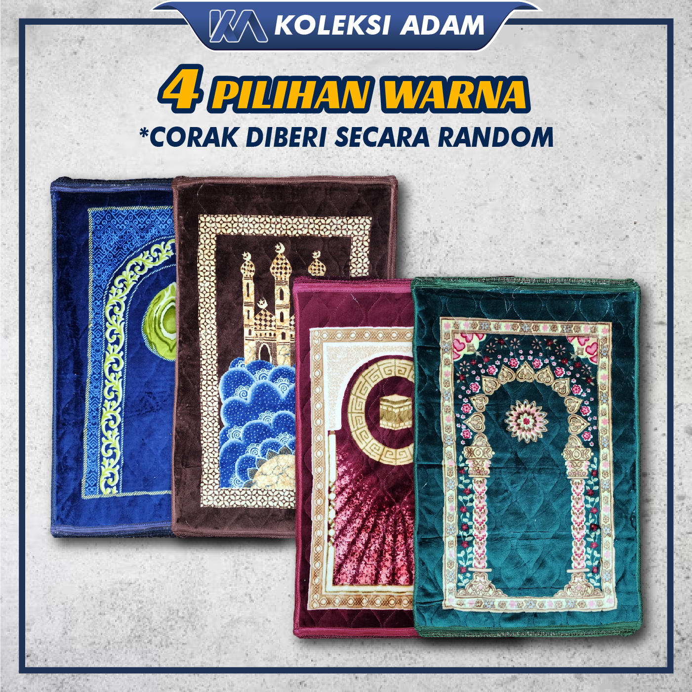 Sejadah Baldu Mink Corak with Fringes (110cm x 70cm) (Corak Random ...