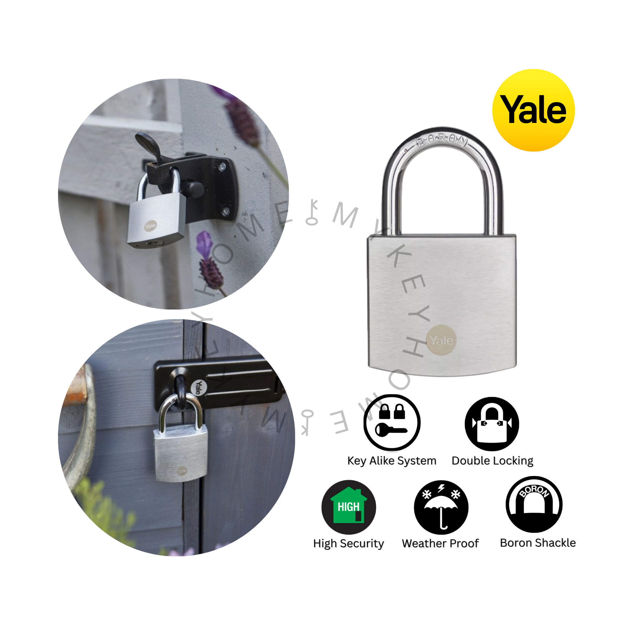 Yale Padlock Y120B/50 Boron Padlock Series Chrome Finish | Shopee Malaysia