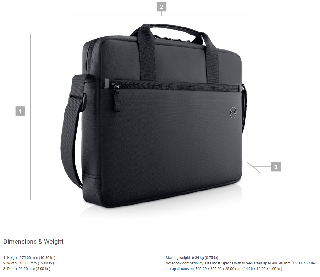 DELL EcoLoop Briefcase CC3624 for 14-16” Laptops – Eco-Friendly Water ...