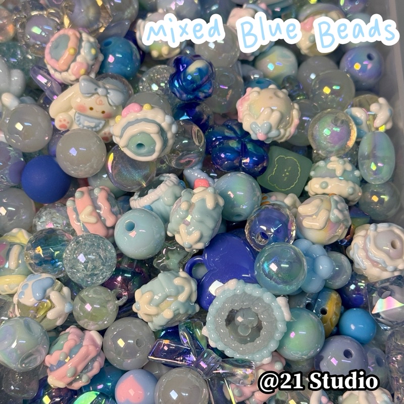 Mixed Blue Acrylic Beads UV Colour Plates Beads for DIY Phone Strap ...