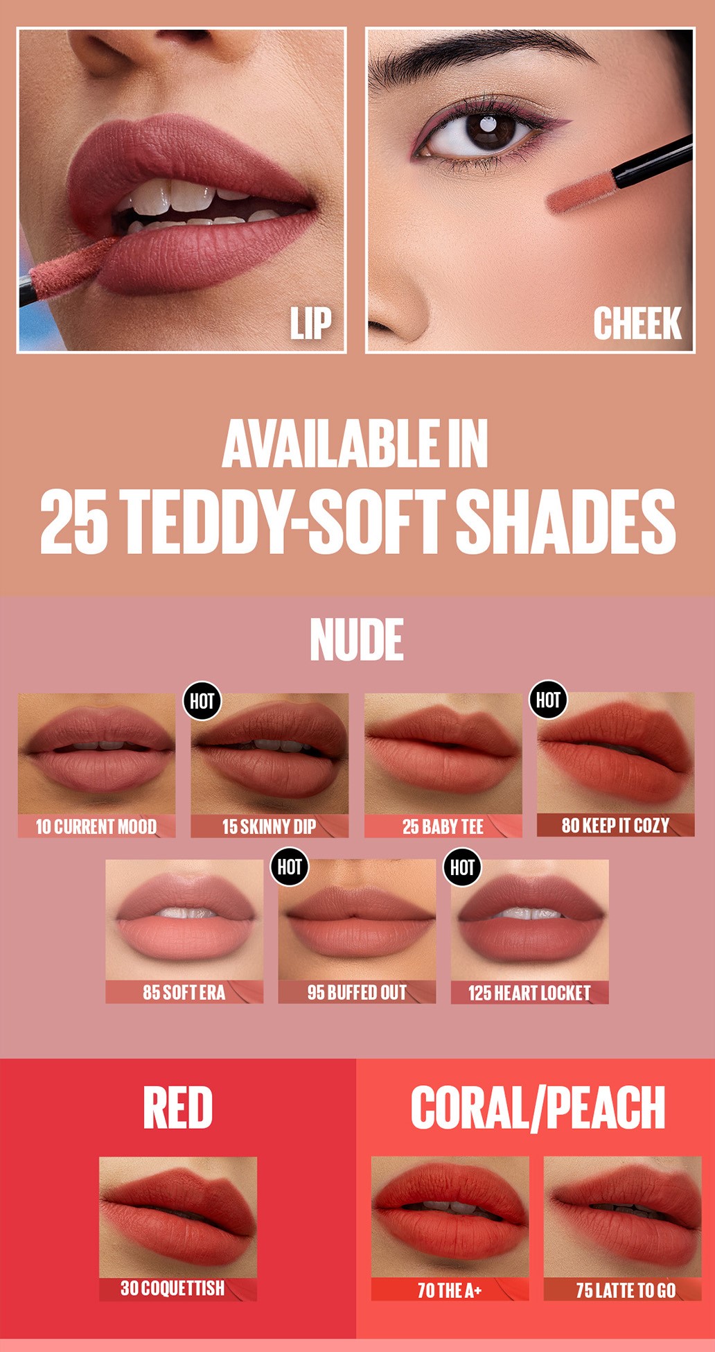 Maybelline Super Stay Teddy Tint 12H Longwear Soft Blurred Matte Creamy ...