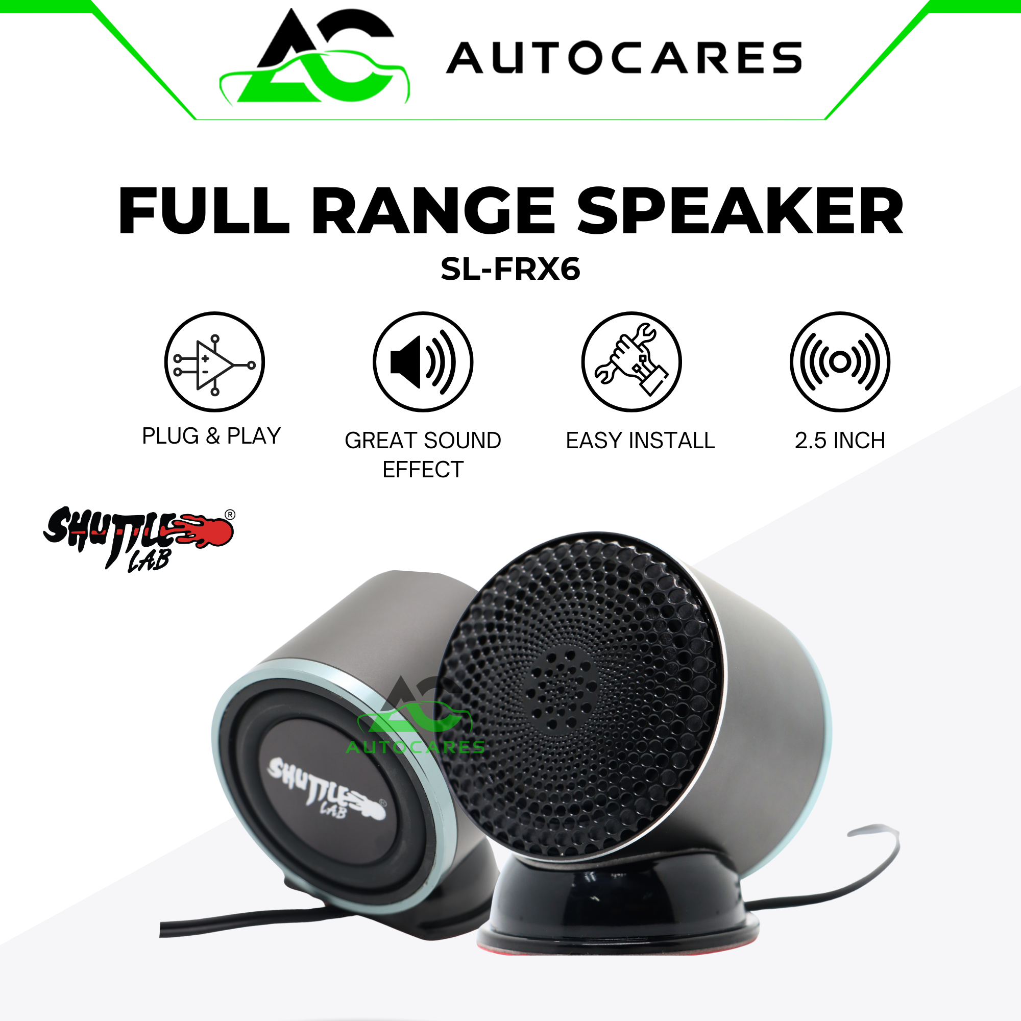 SHUTTLE LAB SL-FRX6 | 2.5" Full Range Speaker with Bass 260W | Car ...