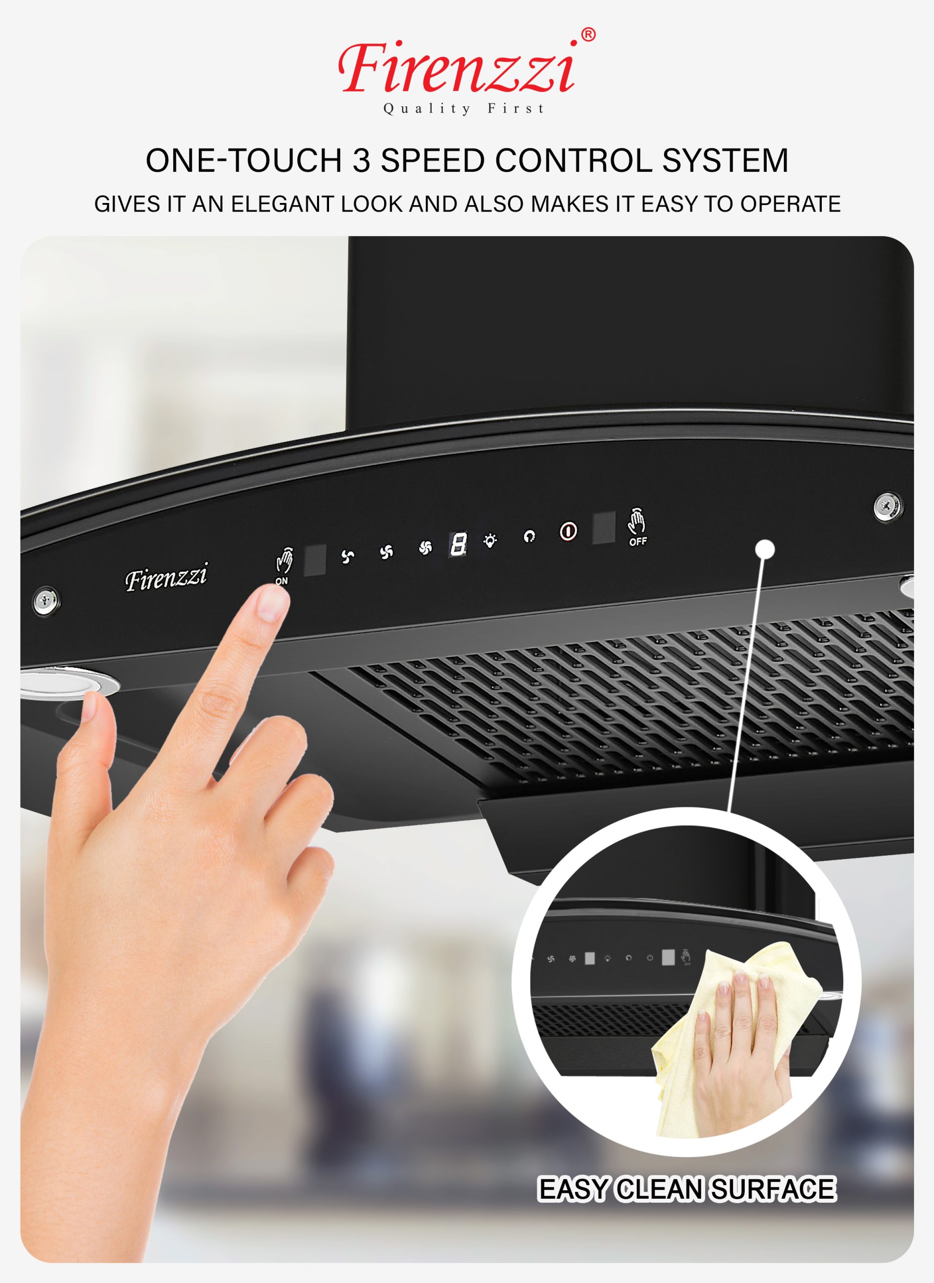 Firenzzi FCH-9018 XP Cooker Designer Hood Gesture Recognition Control ...