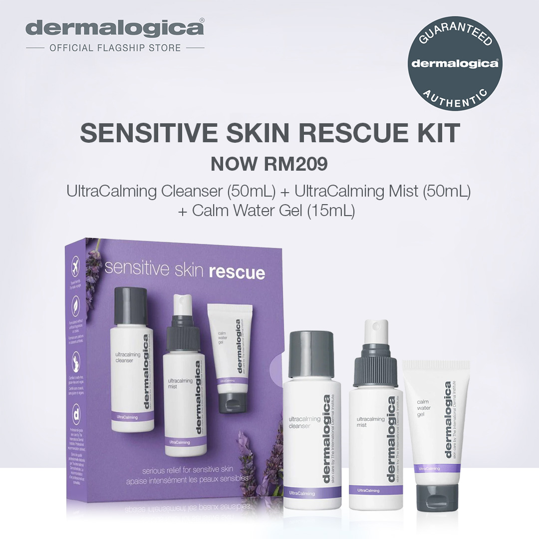 dermalogica sensitive skin rescue kit, calms, soothes, and hydrates ...