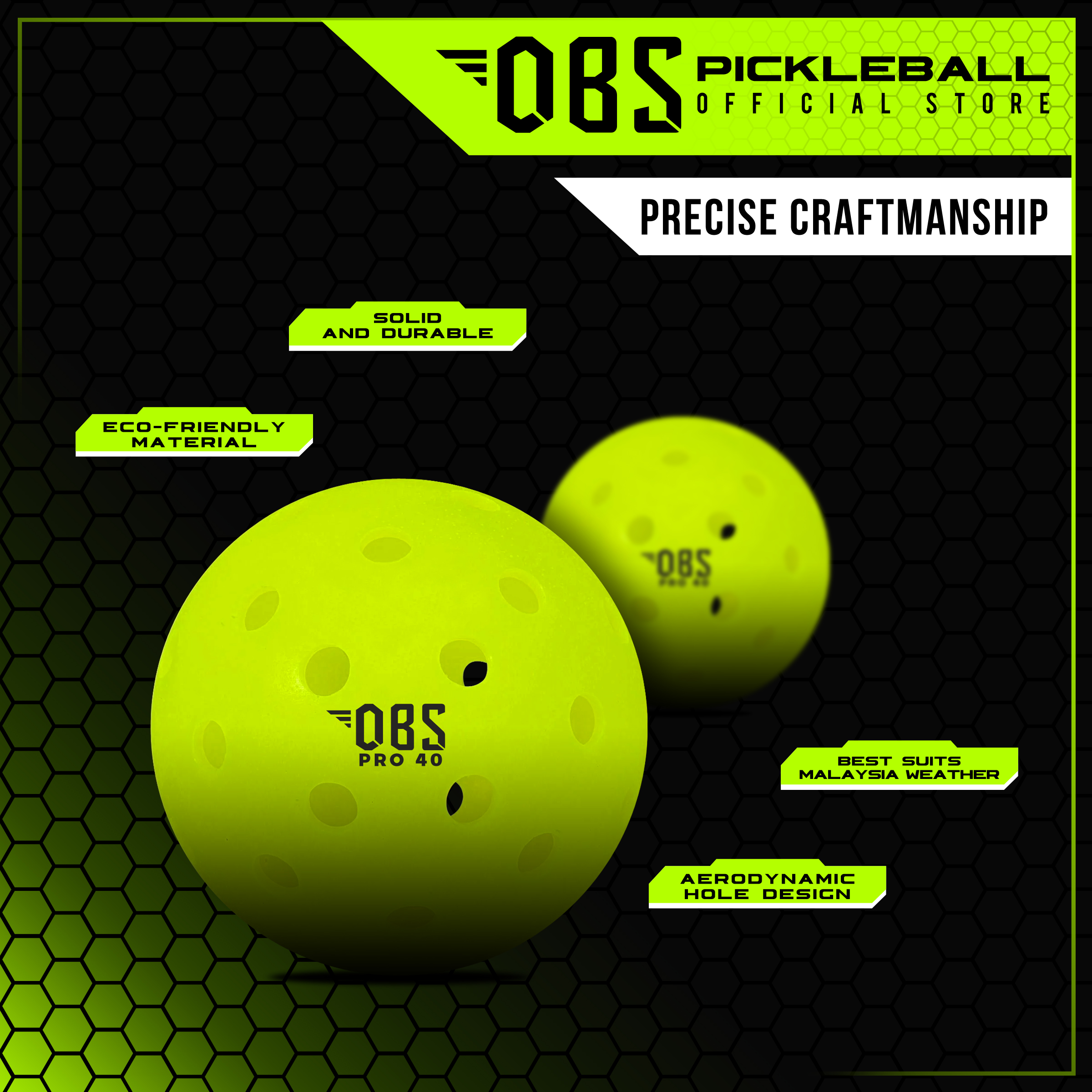 OBS Pickleball Ball Outdoor 40 holes Performance Pickleball ...