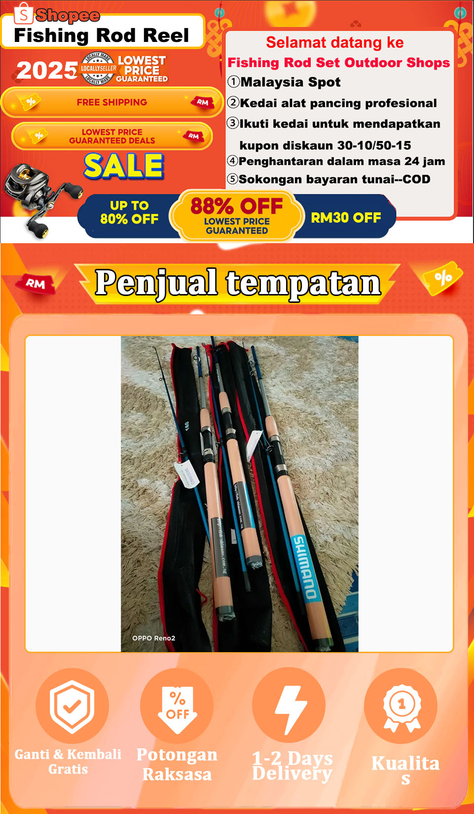 Casting Rod Fishing Rod Batang Pancing Spinning Rod Ultra Light Rod Rod ...