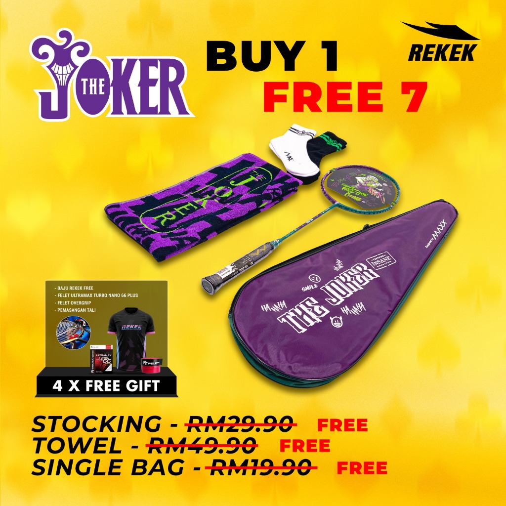 MAXX Joker Series (Buy 1 Free 7 Item) Set Raket Badminton MAXX Original ...