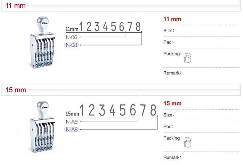 SHINY 8 BAND NUMBER STAMP / 8 DIGITS NUMBERING CHOP N58 N48 N38 N28 N18 ...