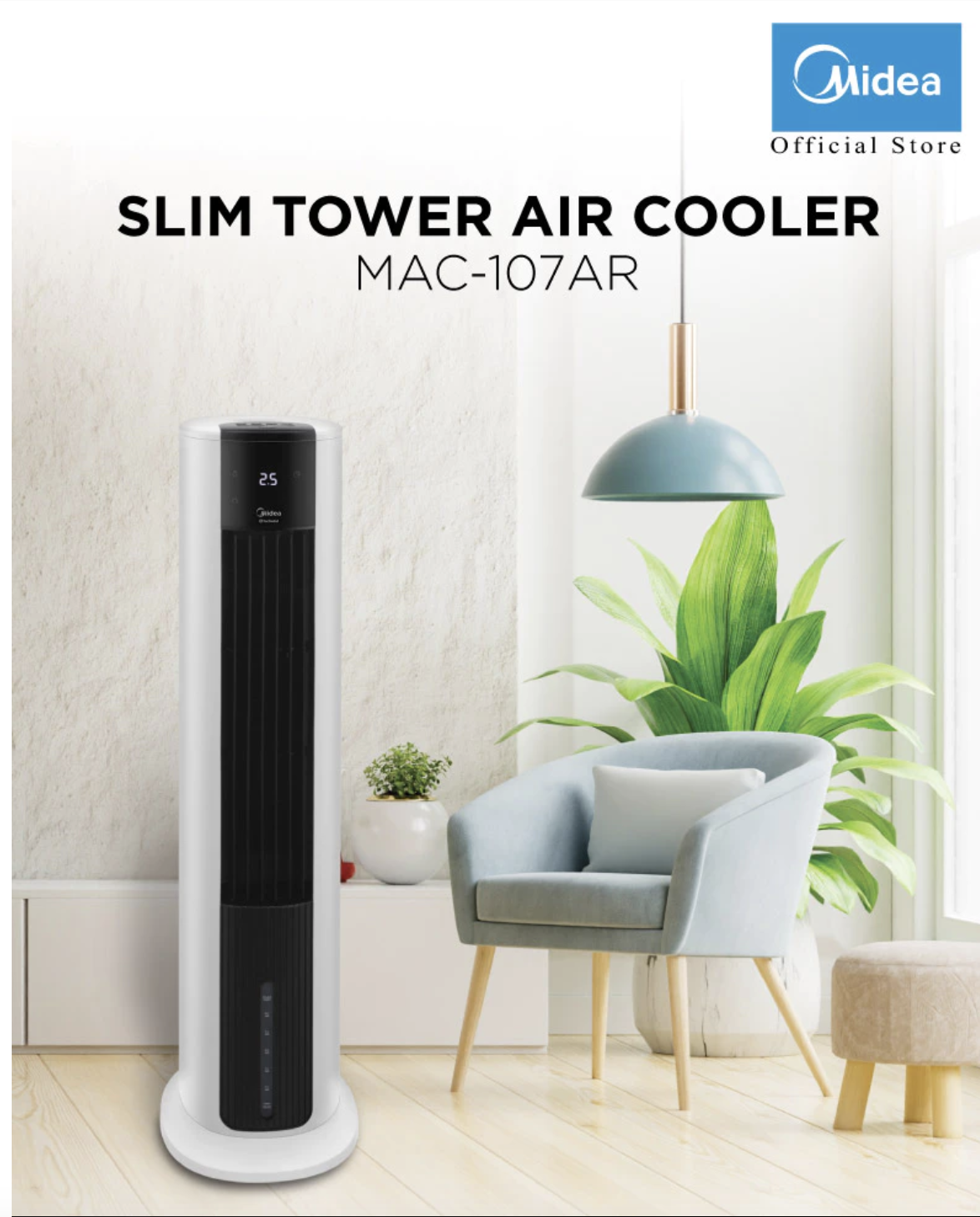 Midea MAC-107AR 7L Air Cooler With LED Display | Air Purifying Effect ...