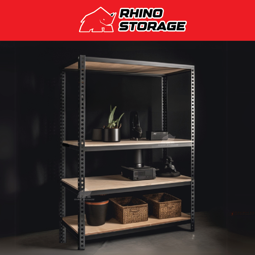 Rhino Storage Heavy Duty Rack Black 4 Level Boltless Rack Rak Besi ...