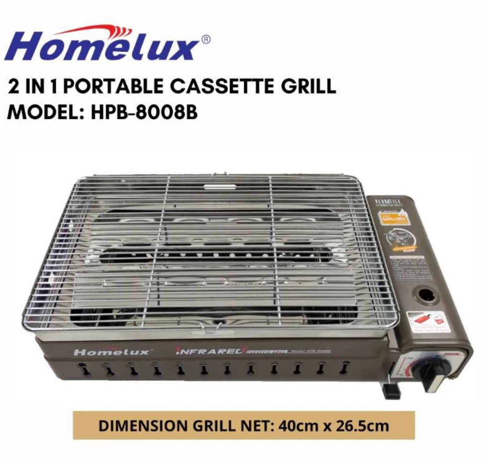 Homelux Portable BBQ Stove 2-in-1 Cassette Grill with Grill Pan ...