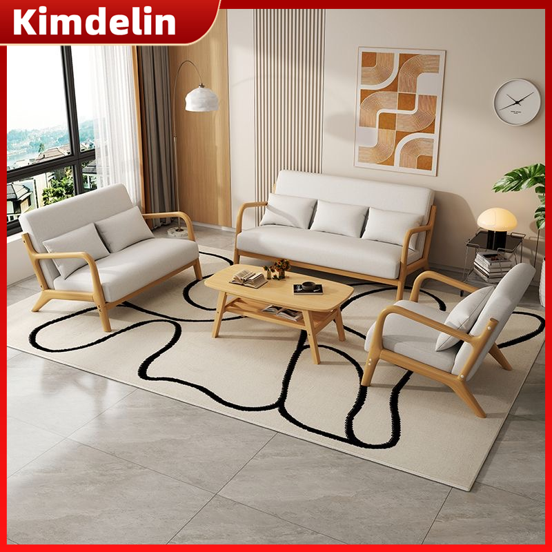 KIMDELIN Nordic Sofa Chair 1/2/3/4 People Seats Sofa Cover Beech Wooden ...