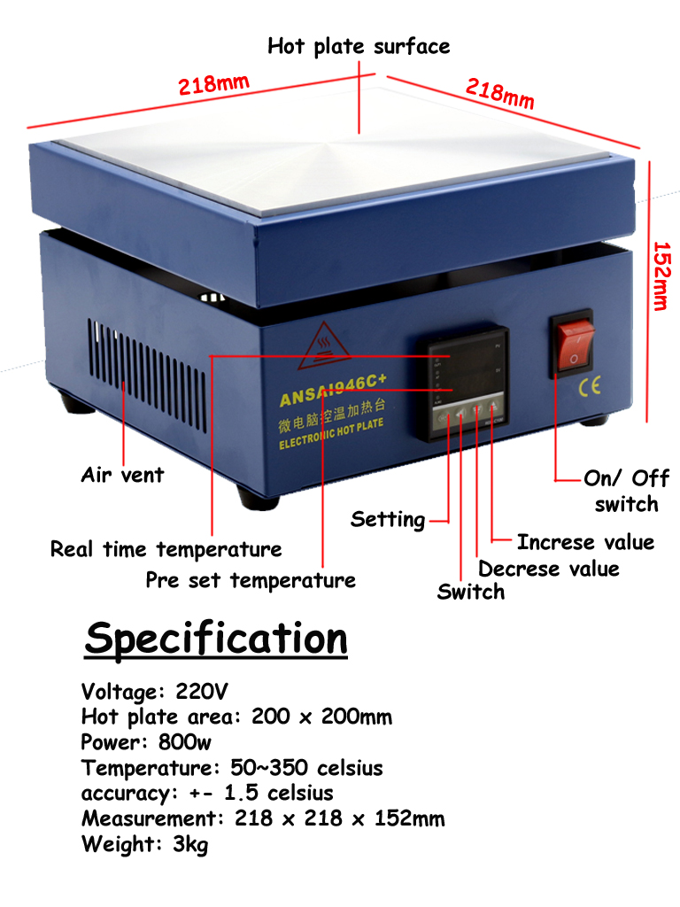Digital Control Heating Station, Electronic Hot Plate Preheating ...