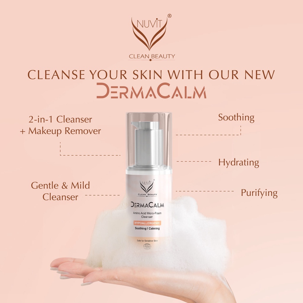 [CLEARANCE EXPIRY 17/07/2025] Nuvit Dermacalm Amino Acid Micro-Foam Cleanser 120ml (Exp: 07/2025 ...