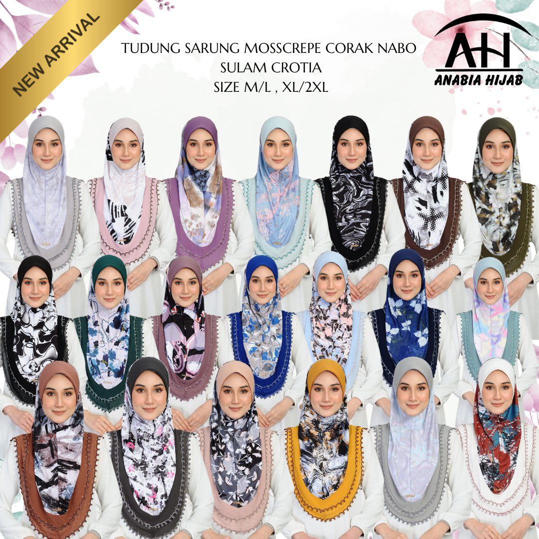 Tudung Sarung | Corak Moscrepe Nabo | Awning Scuba | Ada Batu Sulam ...