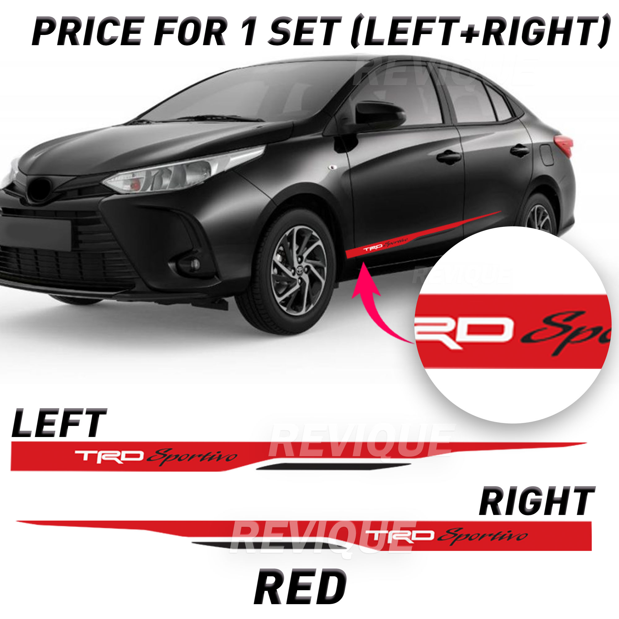 Sticker Toyota Vios TRD GR Sport Side Body Striping | Waterproof Vinyl ...