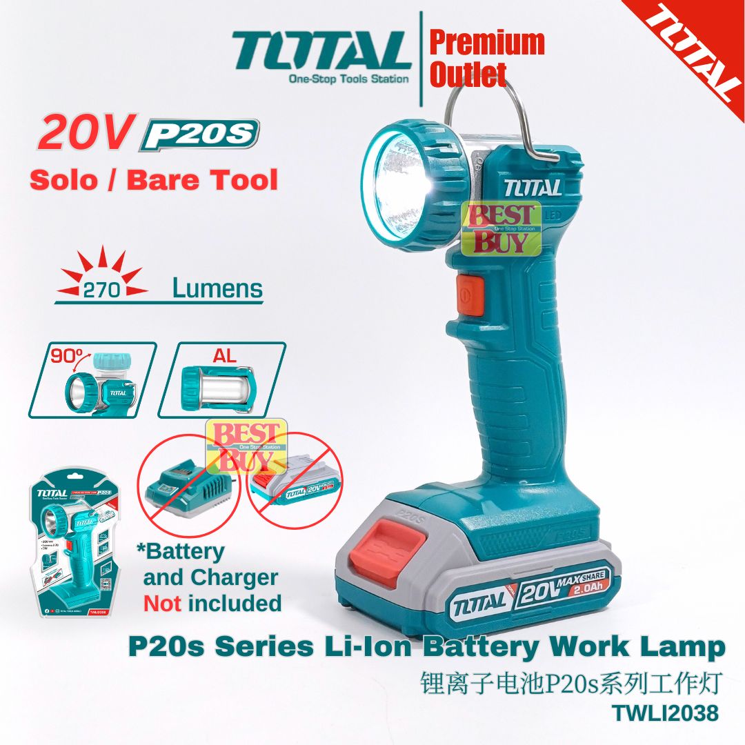 TOTAL Tools P20s 20V series Cordless Portable Work Lamp [ Solo/Bare ...