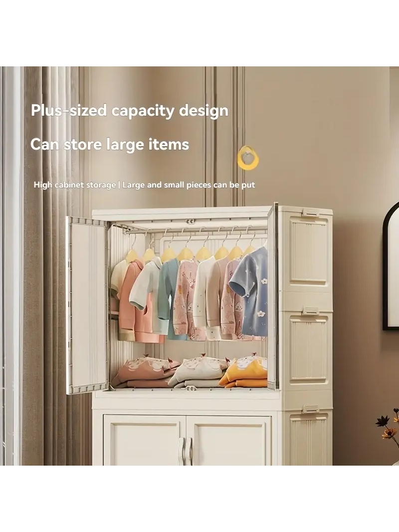 Foldable Wardrobe with Wheels - Instant Setup No Assembly Required, 3.2 ...
