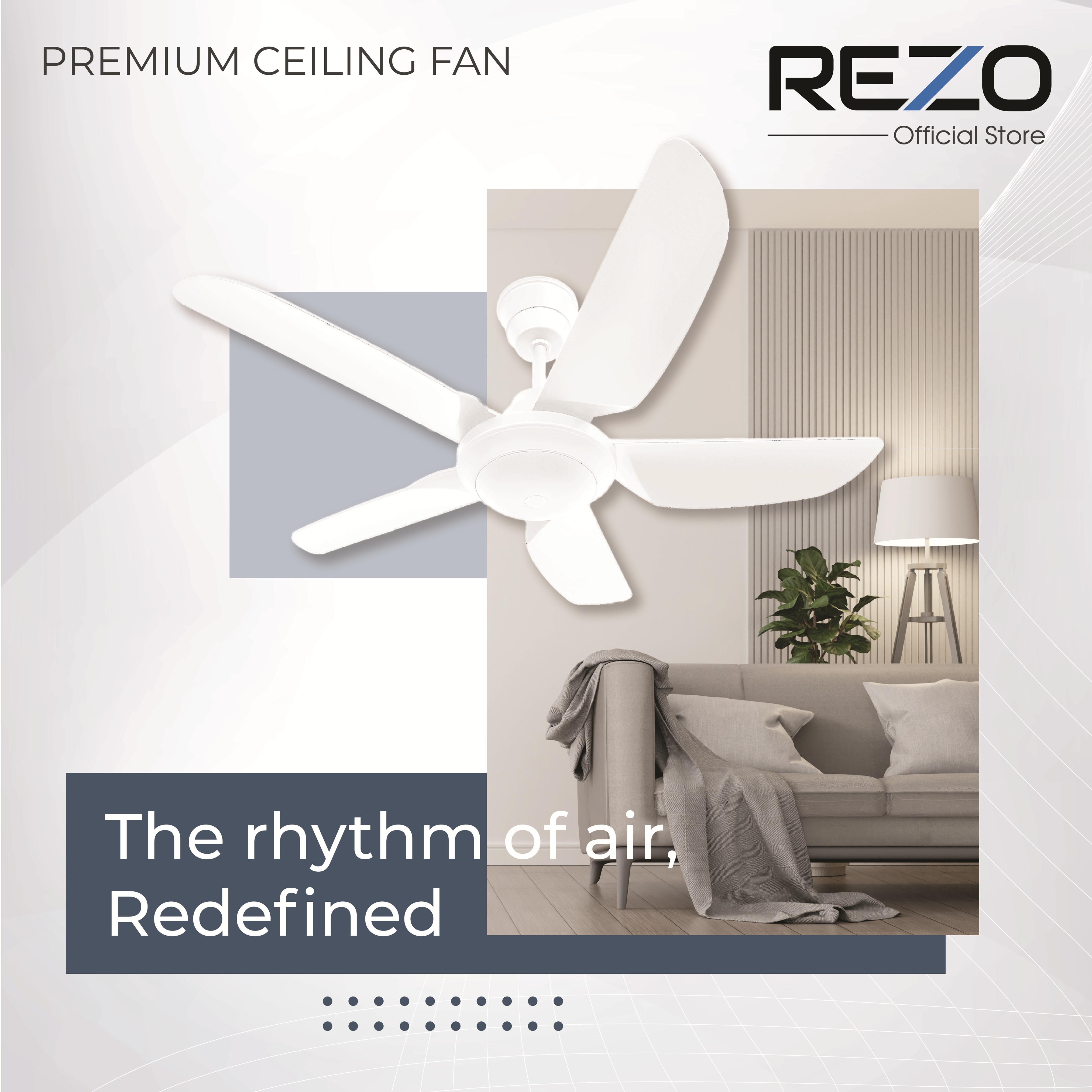 REZO Classic Series 42" 5 Blades AC Motor Ceiling Fan With Remote ...