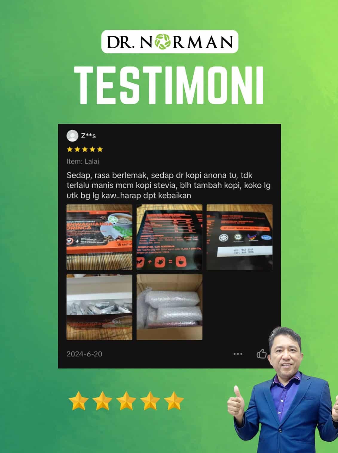 DR NORMAN [MINUMAN SIHAT] KOPI PRA CAMPURAN ASHWAGANDHA MORINGA ...