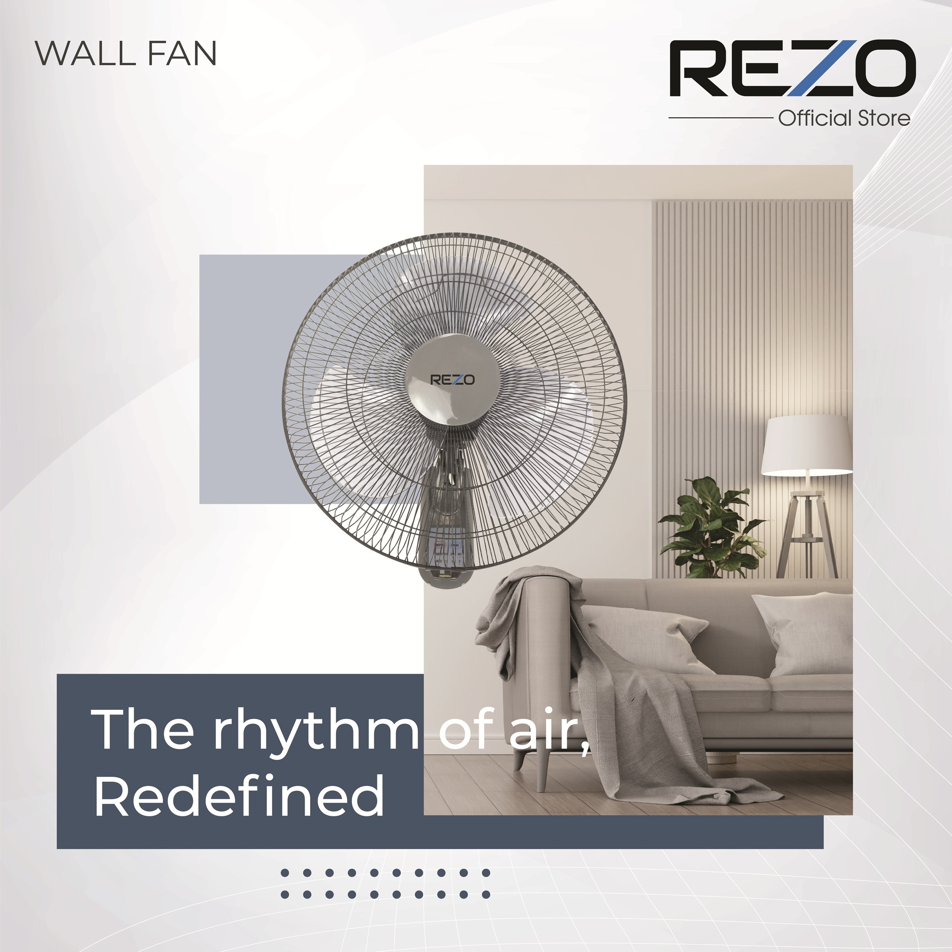 REZO Wall Fan Series 18" 3 Blades AC Motor Wall Fan With Remote [ U20 ...