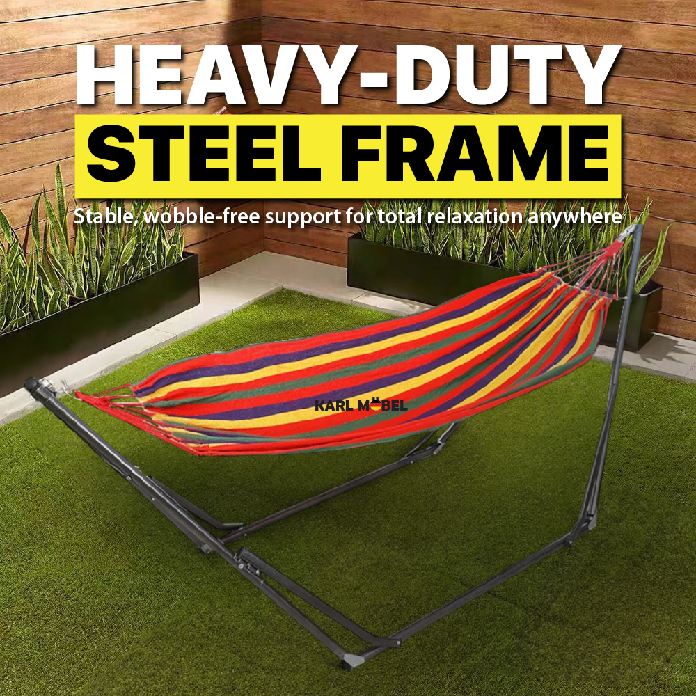 Hammock set Buaian gantung outdoor with stand portable camping hiking ...