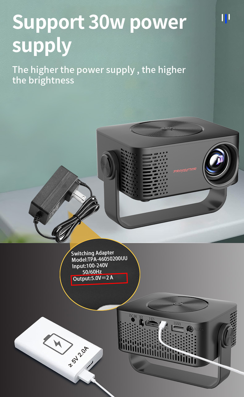 Mini portable M60 projector I0S/Android phone wireless screen HDMl TV ...