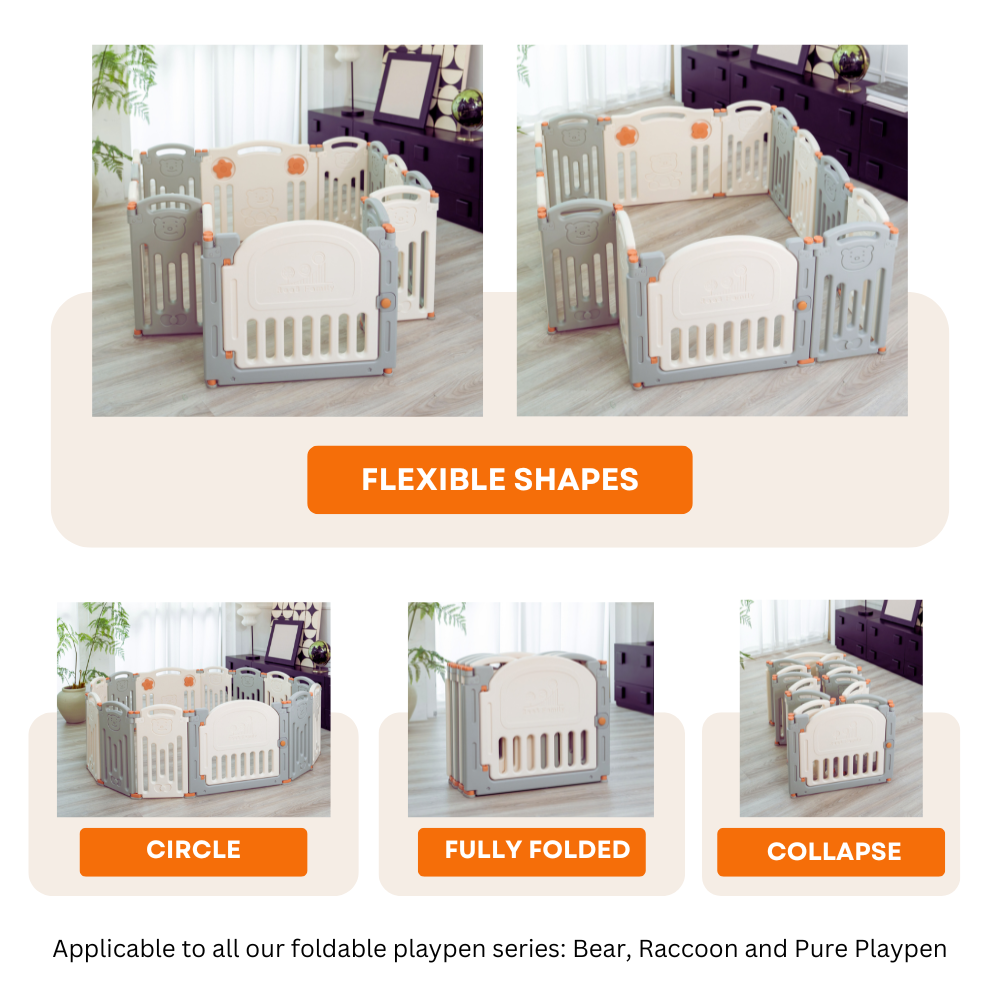 RaaB Family™ Perfect Fit Bear Playpen Play Yard with Play Mat Combo ...