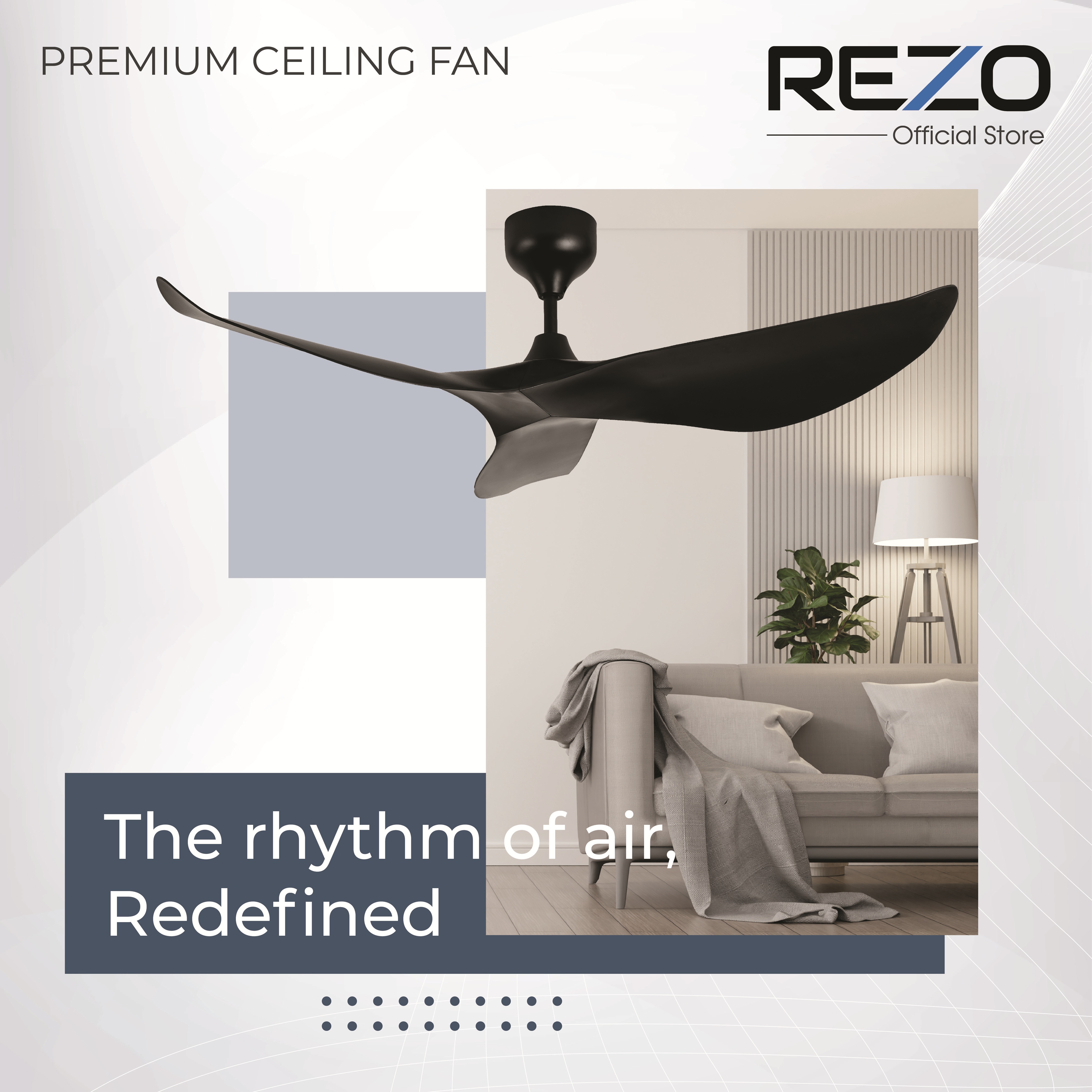 REZO Classic Series 52" 3 Blades DC Motor Ceiling Fan With Remote ...