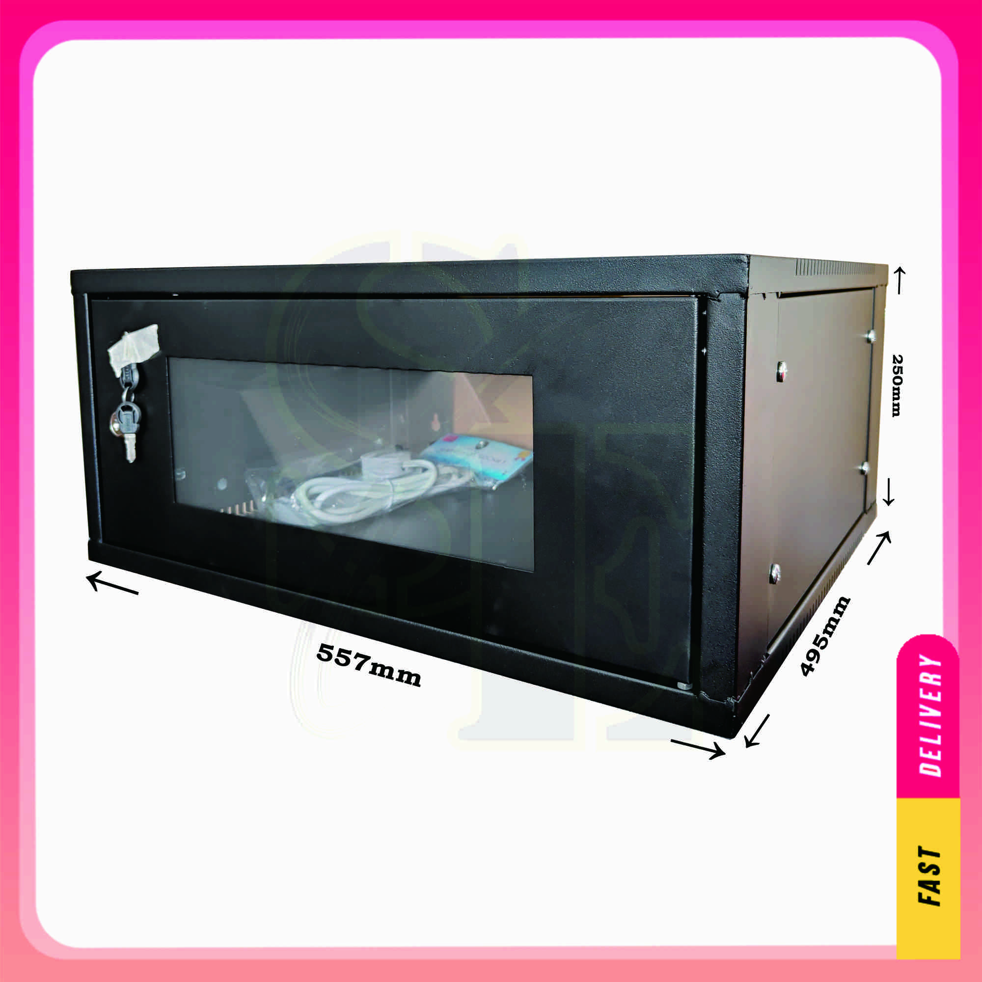 Network Cabinet 4U Perspex Fully Assemble Server Rack with 3 Gang ...
