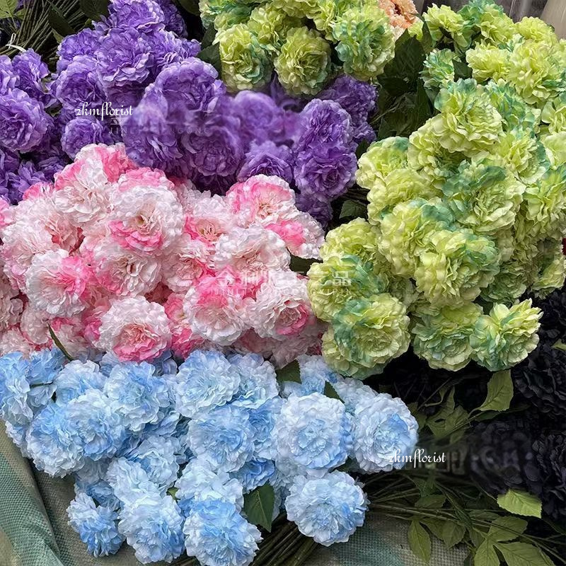 (3HEADS) CORAL PEONY FLOWER Artificial Fake Plant Bouquet Plastic ...